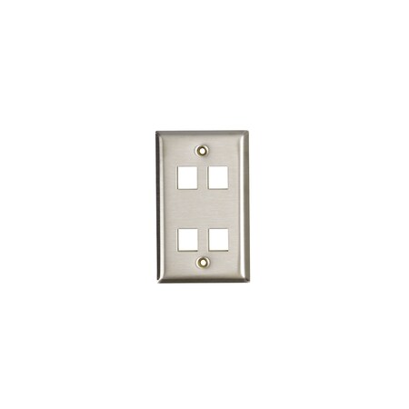 Belden 4-PORT FACEPLATE SINGLE GANG, KEYCONNECT, STAINLESS STEEL ...
