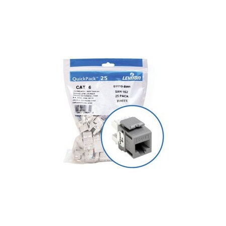Leviton 1-PORT MOD JACK 110 8W8P UTPT568A/B CAT6 QUICKPORT GREY, PK 25 ...