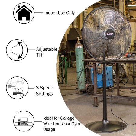 Comfort Zone High Velocity Industrial Fan, Metal, 30", Height ...