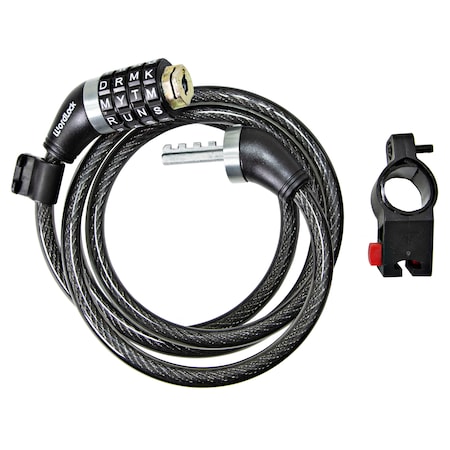 Wordlock Bike Word Combination Lock 4-Dial 10Mm 5Ft Blk CL-411-BK | Zoro