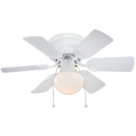 Boston Harbor Ceiling Fan, 6-Blade, White Housing, 30 in Sweep, MDF ...