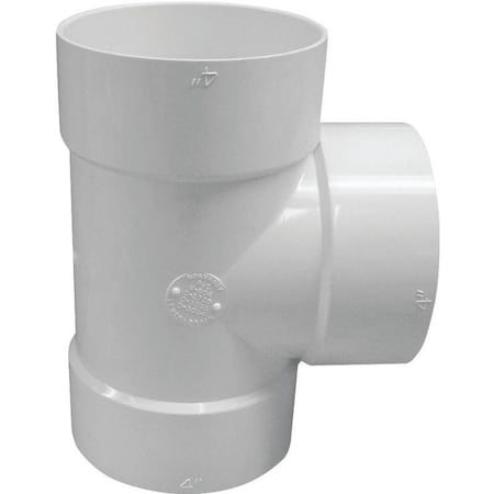 Genova CANPLAS Bullnose Pipe Tee, 6 x 4 in, Hub, PVC, White 414108BC | Zoro