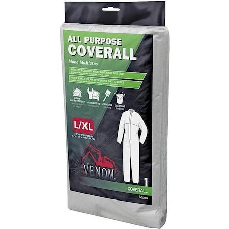 Venom Steel Coveralls, LXL, Unisex, Zipper Closure, Fabric, White ...