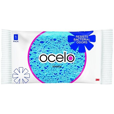 Ocelo Sponge, 7.7 in L, 4.2 in W, 1-1/2 in Thick, Cellulose, Blue 7264 ...