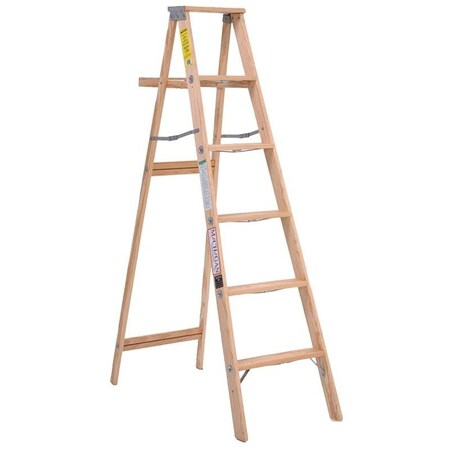 Michigan Ladder Step Ladder, 225 lb, Type II Duty Rating, Wood, Pine ...