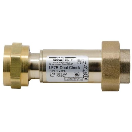 Watts Check Valve, 34 in, Union FNPT x FNPT, 10 to 175 psi Pressure ...
