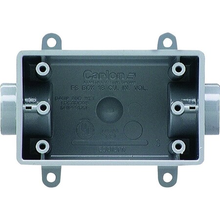 Carlon Switch Box, 1 -Gang, 2 -Outlet, PVC, Gray E981DFN-CTN | Zoro