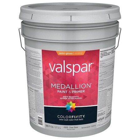 Valspar 027000008 Exterior House Paint, SemiGloss, Clear, 5 gal Pail ...