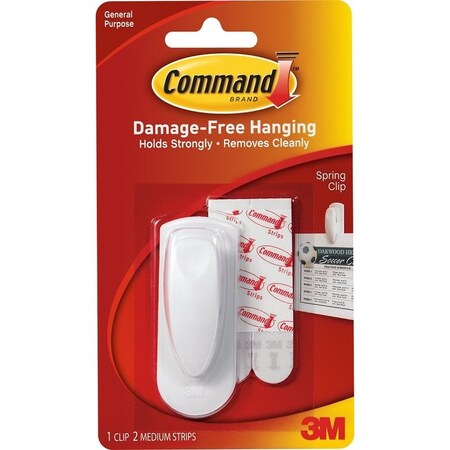 Command Spring Clip, Plastic, White 17005 | Zoro