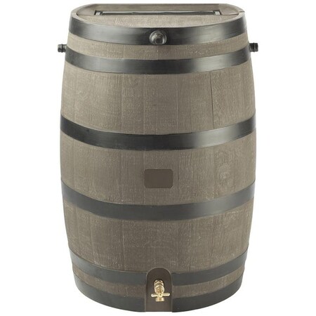 Rts Rain Barrel, 50 gal Capacity, Plastic, Woodgrain 55100006005600 | Zoro