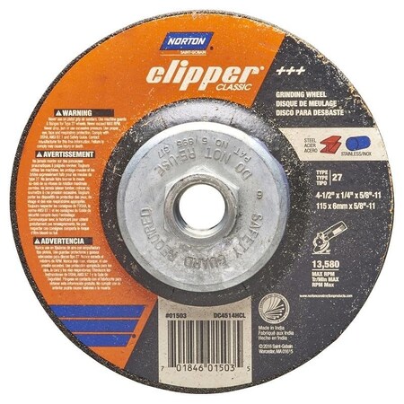 Norton Clipper Clipper Classic A AO Series Grinding Wheel, 412 in Dia ...