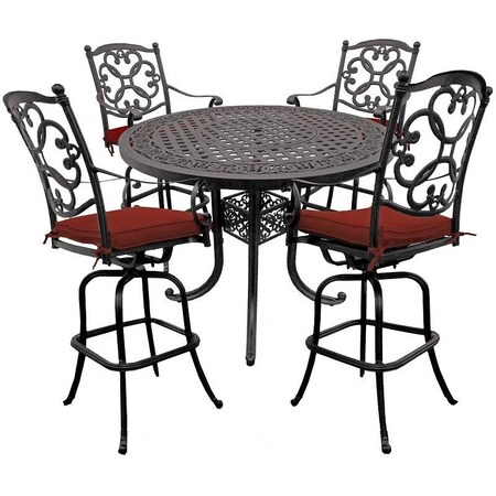 Seasonal Trends Athena Dining Set, 5Piece, 4 Seating, Round Table, Cast ...