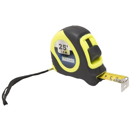 Vulcan Tape Measure, 25 ft L Blade, 1 in W Blade, Steel Blade, ABS ...