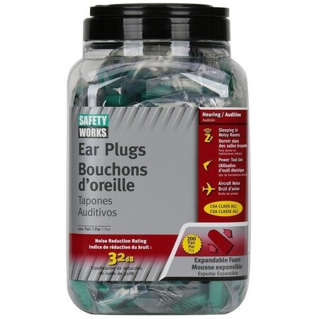 Msa Safety SAFETY WORKS Expandable Ear Plugs, 32 dB NRR, Foam Ear Plug ...