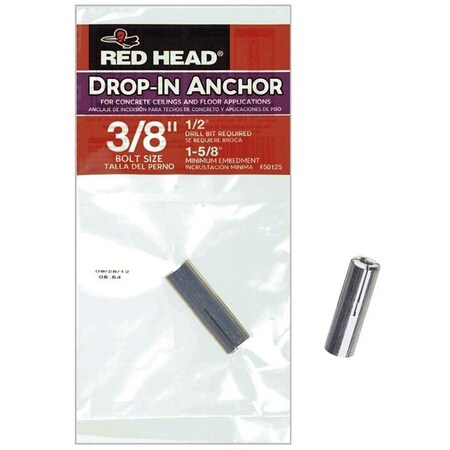 Red Head DropIn Anchor, Steel, Zinc 50125 | Zoro