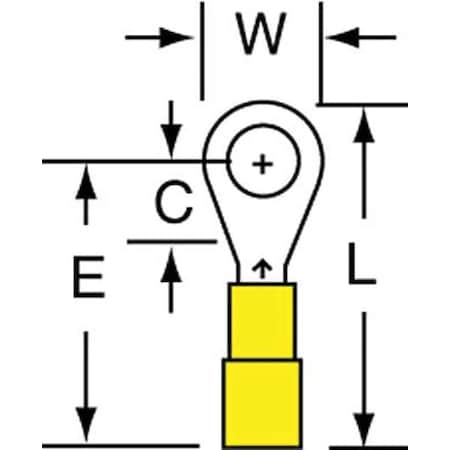 3M Ring Terminal, #4 Stud Size, 24 AWG, 1,000 V, Nylon Insulated ...