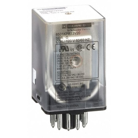 Square D General Purpose Relay, 120V AC Coil Volts, Octal, 11 Pin, 3PDT ...