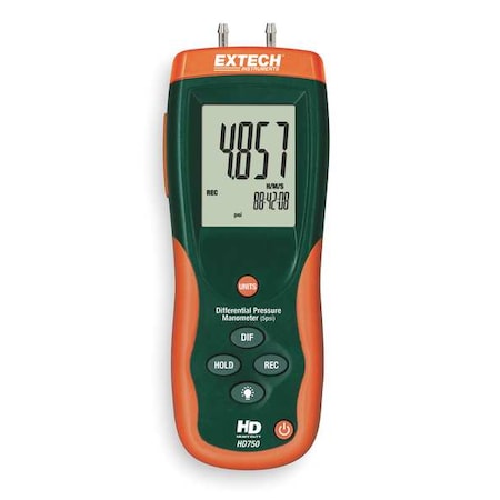 Extech Digital Manometer, 0 to 138.3 In WC HD750 | Zoro