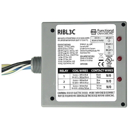 Functional Devices-Rib Enclosed PreWired Relay, 10A, (3)SPST, SPDT ...