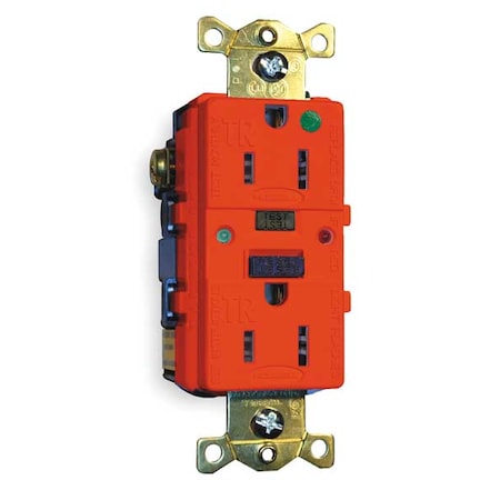 Hubbell Wiring Device-Kellems GFCI Receptacle, 15A, 125VAC, 5-15R, Red ...