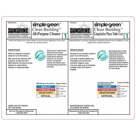 Simple Green Ten pack of secondary labels for Simple Green Clean ...
