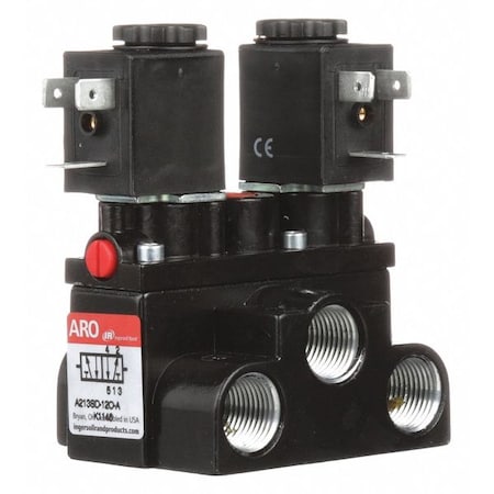 Aro Solenoid Air Control Valve, 3/8 In, 120VAC A213SD-120-A | Zoro