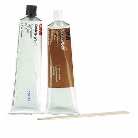 3M Epoxy Adhesive, Tube, 2.0 oz, Gray, 3:2 Mix Ratio, 10 hr Functional ...