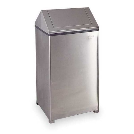 Rubbermaid 29 gal. Square Trash Can, Stainless Steel, 14" Dia, Swing ...