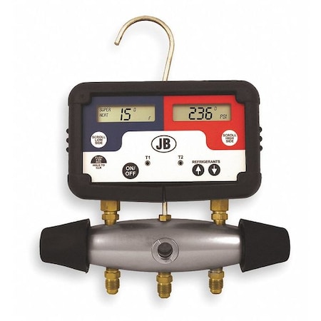 Jb Industries Digital Manifold Gauge and Hose Set, Case DM2-3 | Zoro