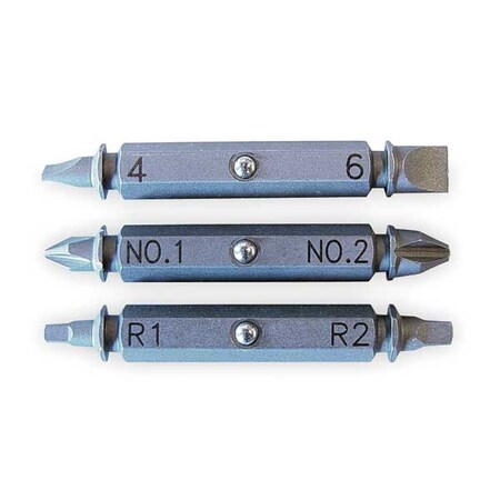 Megapro 3 Piece Screwdriver Bit Set, 1/4" 9BP-SL-3A-B | Zoro