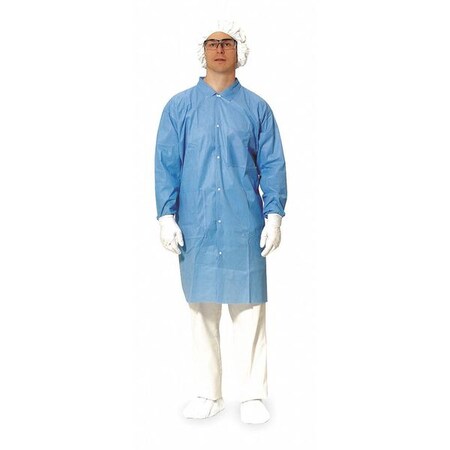 Dupont Lab Coat, XL, Suprel(TM) LS, Blue, PK30 SR219SBUXL003000 | Zoro