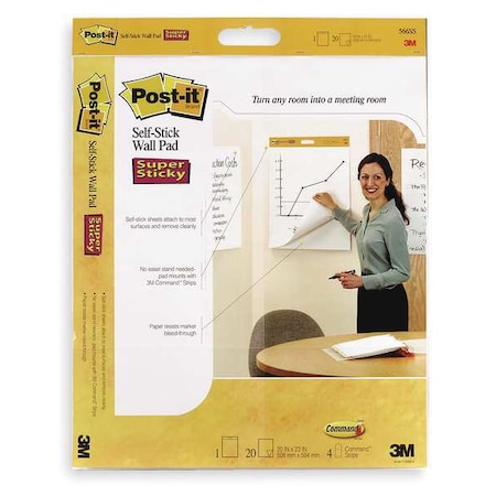 Post-It Self-Stick Wall Pad 23"x20", White 566SS | Zoro