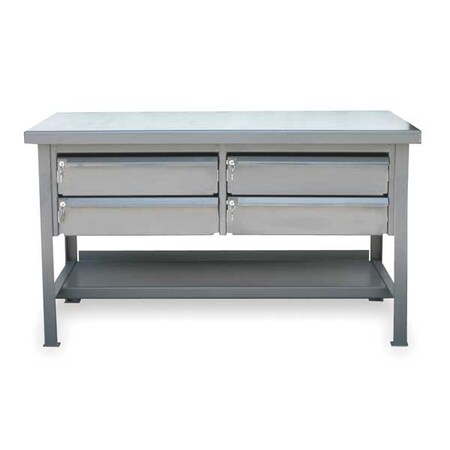 Strong Hold Industrial Shop Table with 4 Key Lock Drawers, Steel, 48" W ...