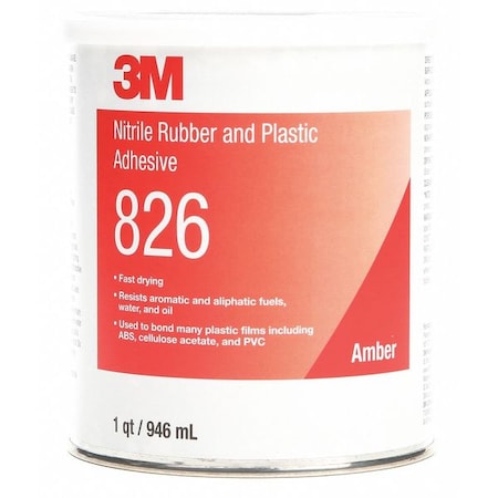 3M Plastic Adhesive, 826 Series, Amber, 32 oz, Can 826 | Zoro