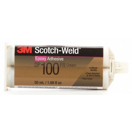3M Epoxy Adhesive, DP100FR Series, Cartridge, 1:1 Mix Ratio, 20 min ...