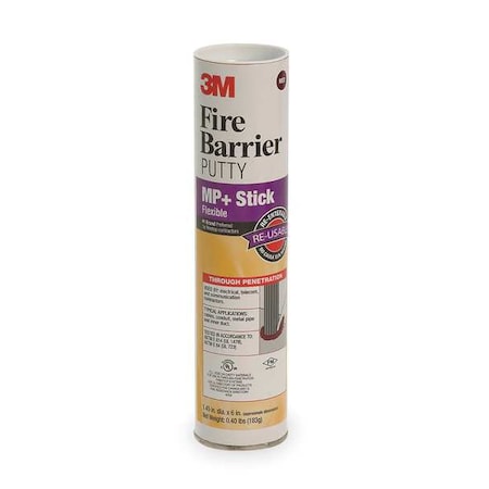 3M Fire Barrier Putty, 1.45 x 6In H, Red Brwn PUTTYSTK R | Zoro