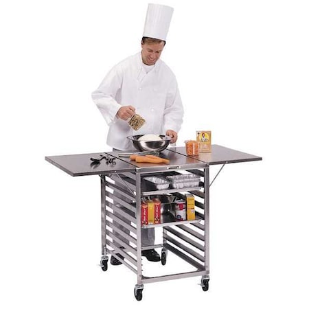 Lakeside Wing Table Cart, Stainless, 53"x29"x35" 110 | Zoro
