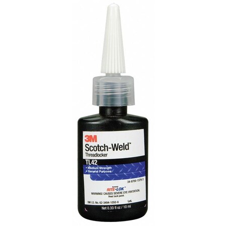3M Scotch-Weld Anaerobic Threadlocker, 250mL, Blue TL42-250 | Zoro