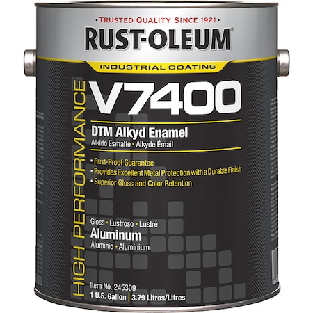 Rust-Oleum Interior/Exterior Paint, Metallic, Oil Base, Aluminum, 1 gal ...