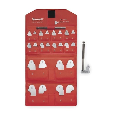 Starrett Radius Gage Set, 1/64-1/2 In, 25 Leaves S167CHZ | Zoro