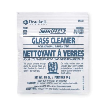 Beer Clean Powder Glass Cleaner, 0.50 oz., White, Unscented, Foil Pack ...