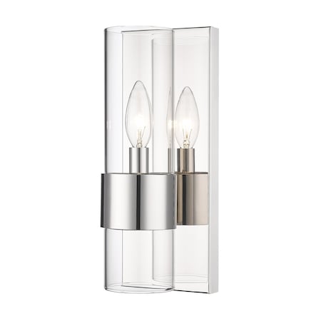 Z-Lite Lawson 1 Light Wall Sconce, Polished Nickel & Clear 343-1S-PN | Zoro