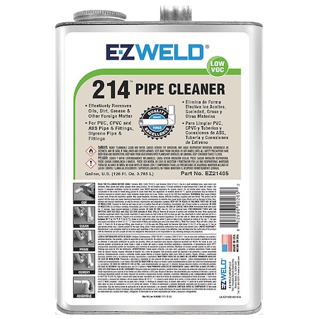 Ez Weld Pipe Cleaner, PVC and CPVC, 128 oz., Clear 21405 | Zoro