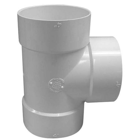 Zoro Select PVC Bull Nose Tee, Hub, 4 in Pipe Size 41440 | Zoro