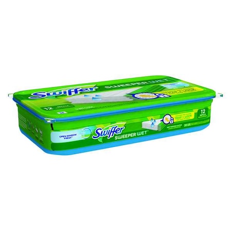 Swiffer 10 in L Swiffer Wet Cloths, Green/White, Synthetic, PK12 35154 ...