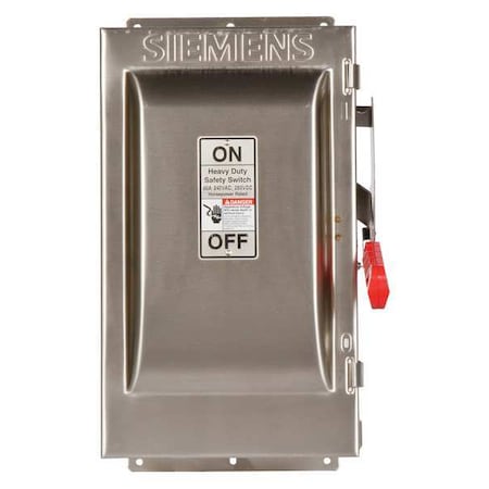 Siemens Safety Switch, Fusible, 2PST, Single Phase, NEMA 4X, Indoor ...