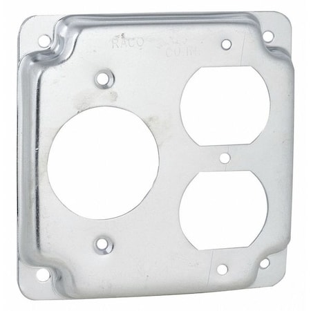 Raco Electrical Box Cover, 2 Gangs, Square, Steel, Duplex Receptacle ...