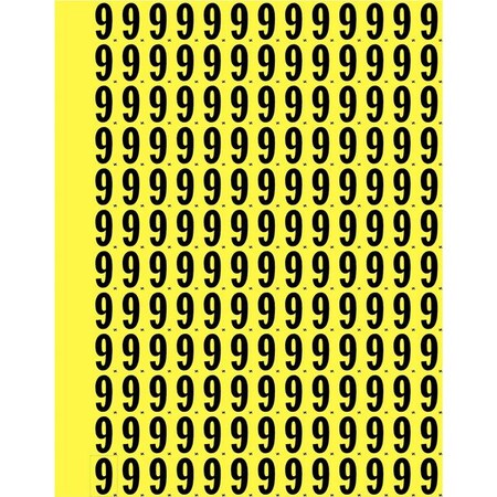 Electromark Number Label, 9, Black/Yellow REFLKY.78NB9 | Zoro
