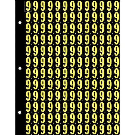 Electromark Number Label, 9, Yellow/Black REFLYK.78NB9 | Zoro