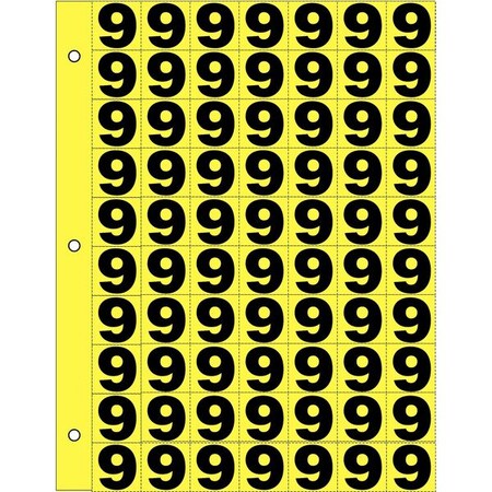Electromark Number Label, 9, Black/Yellow INTKY1.0NB9 | Zoro